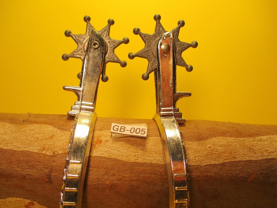 Vintage Kids Star Rowel Metal Spurs with Leather Straps and Heel Chains ...