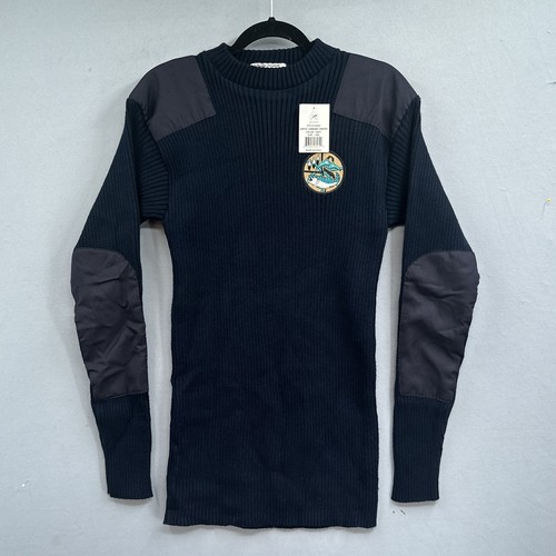ROTHCO Commando Sweater Men Lg Navy Blue Acrylic Military Elbow Patch ...