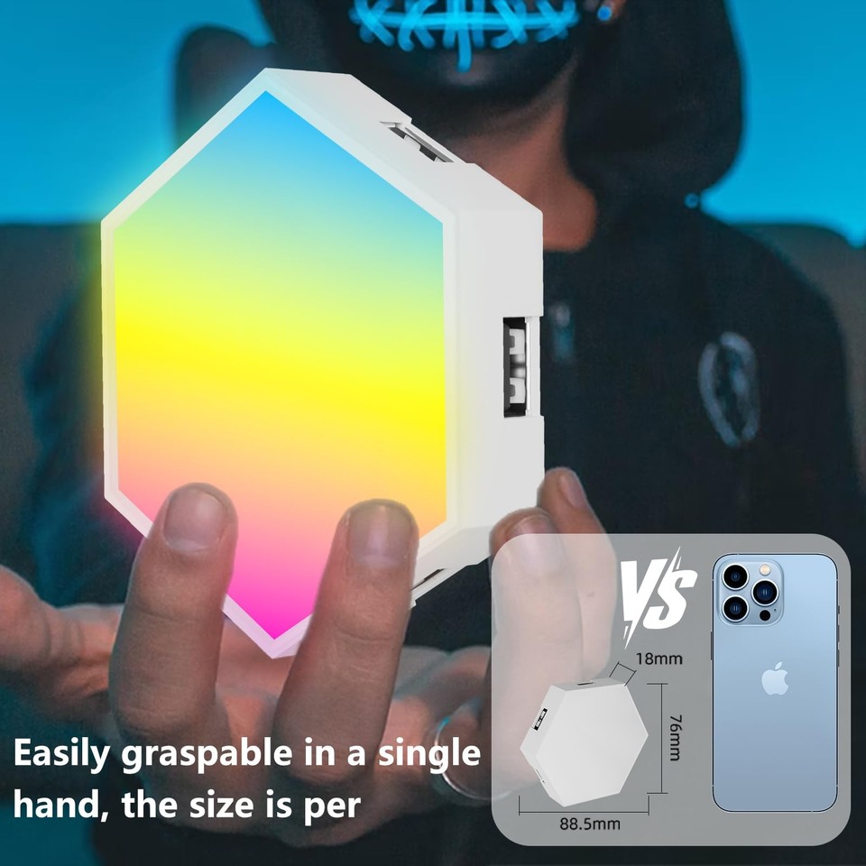 Hexagon Ld Wall Panels, 10 PCS Smart WiFi Hexagon Led Wall Lights Sync ...