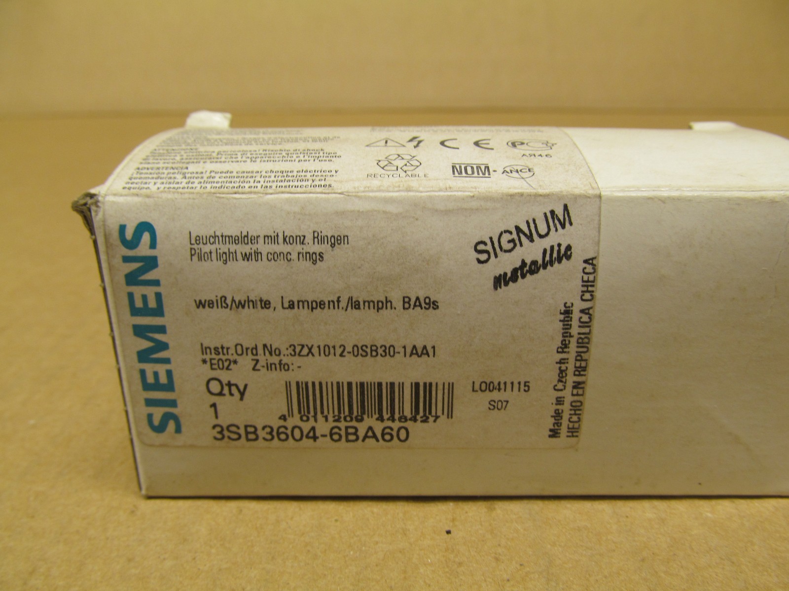 1 NIB SIEMENS 3SB3 604-6BA60 3SB3604-6BA60 WHITE PILOT LIGHT | eBay