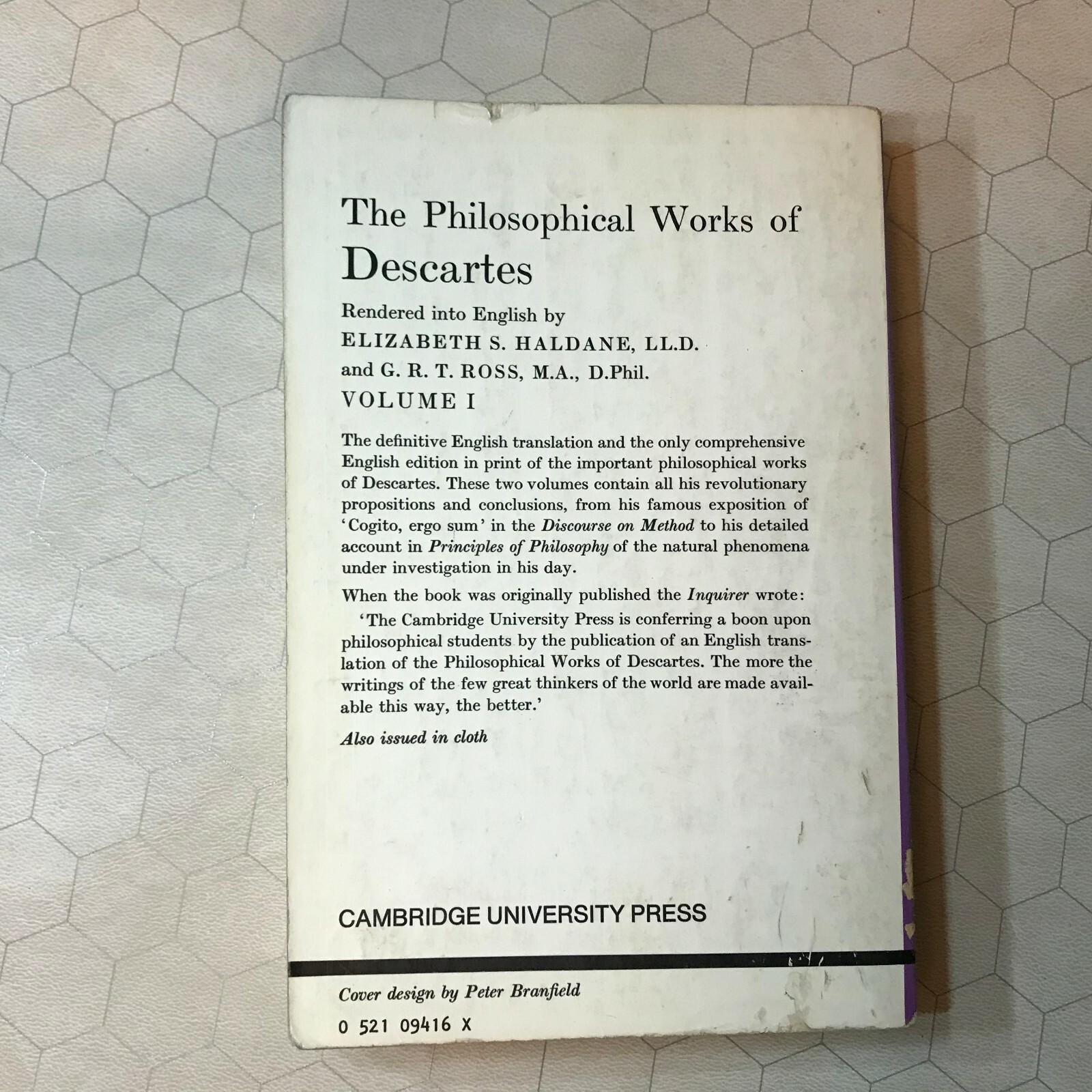The Philosophical Works of Descartes, Vol I volume 1 one haldane ross ...