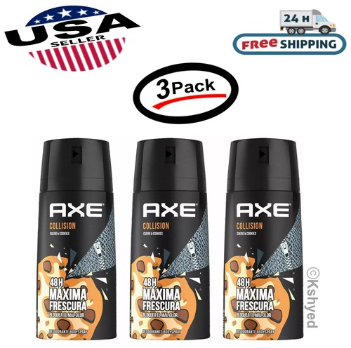 (3 Pack) Axe Deodorant Body Spray Collision Cuero & Cookies 150ml - New ...