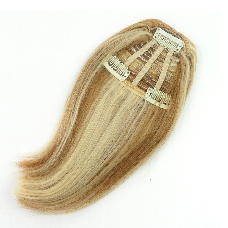 Natural Straight Hairpiece Clip in 100% Remy Human Hair Frontal Bangs ...