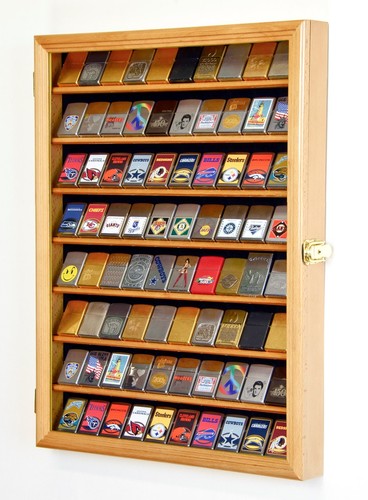 80 Zippo Lighter Lighters Matches Display Case Cabinet Wall Rack Holder ...
