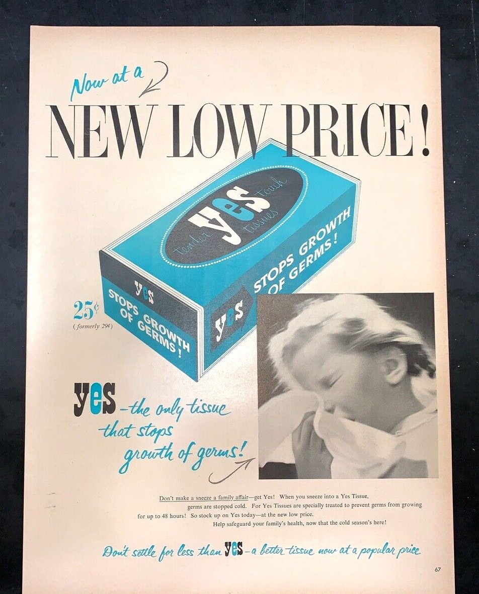 Life Magazine Ad YES TISSUES 1954 Ad A1 | eBay