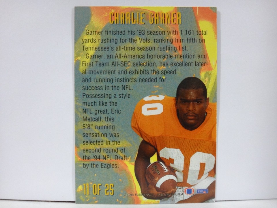 1994 Fleer NFL Prospects Charlie Garner #11 Rookie RC | eBay