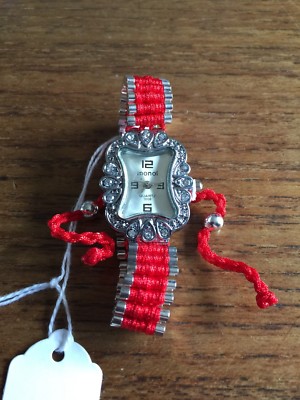 Ladies Ornate MONOL Stone Encrusted SS Watch with Fabric Tie Strap W613 ...