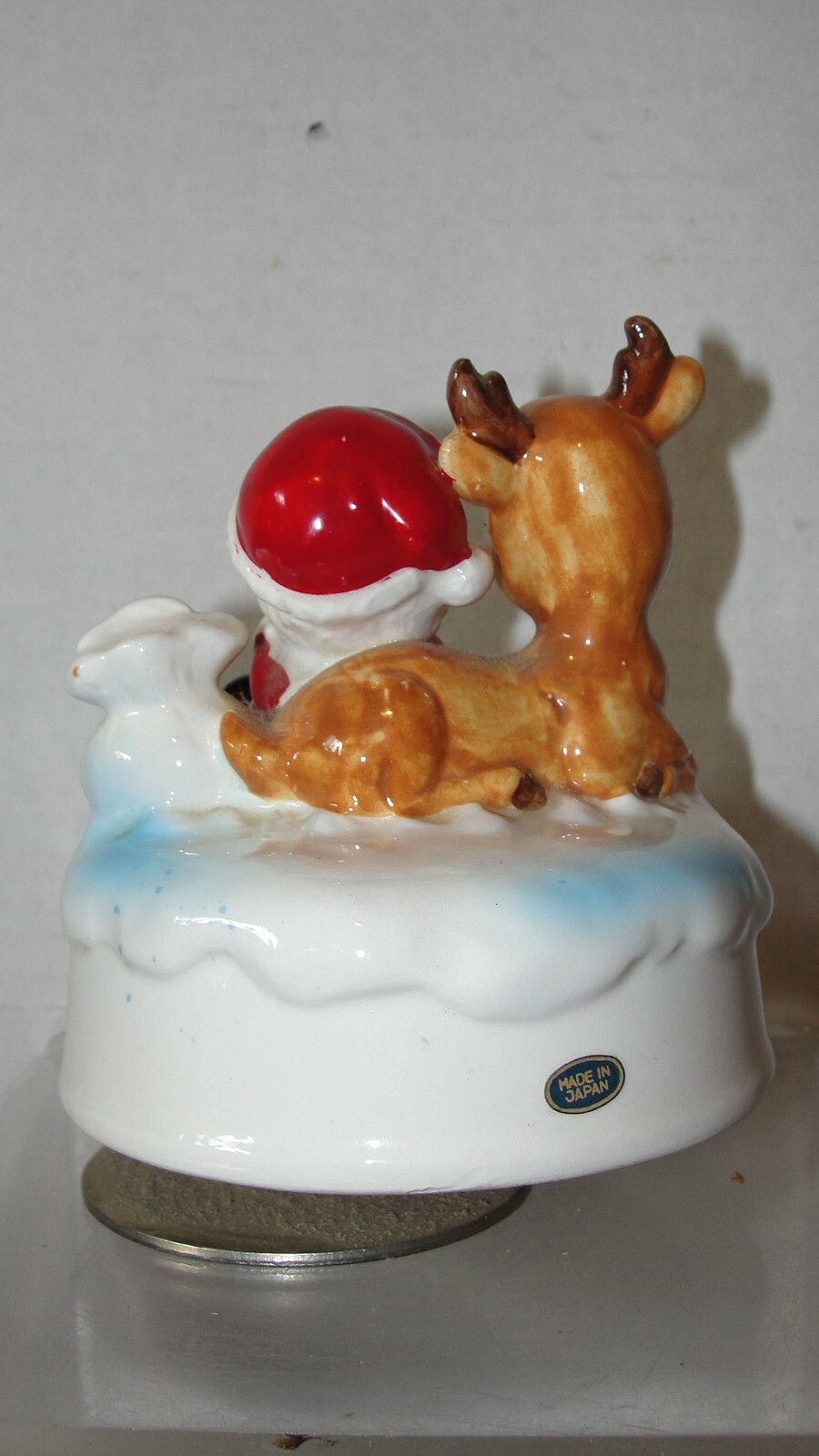 CERAMIC SANTA & REINDEER MUSIC BOX - PLAYS RUDOLPH THE RED NOISE ...