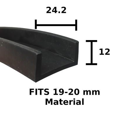 Rubber U Channel Square Edging Trim Seal Fits 19-20mm Glass Wood Metal ...