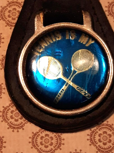 Vtg TENNIS IS MY RACKET Keychain Fob Key Ring Leather Enamel | eBay
