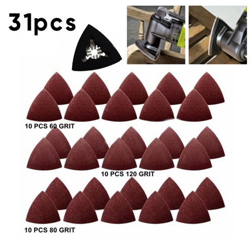30x Oscillating Multi Tool Sanding Paper 60-120 Grit +1 Triangular Sand ...