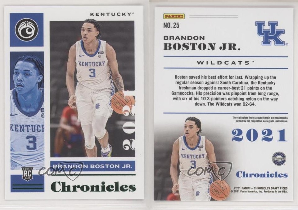 2021-22 Panini Chronicles Draft Picks Green Brandon Boston Jr #25 5a4 ...