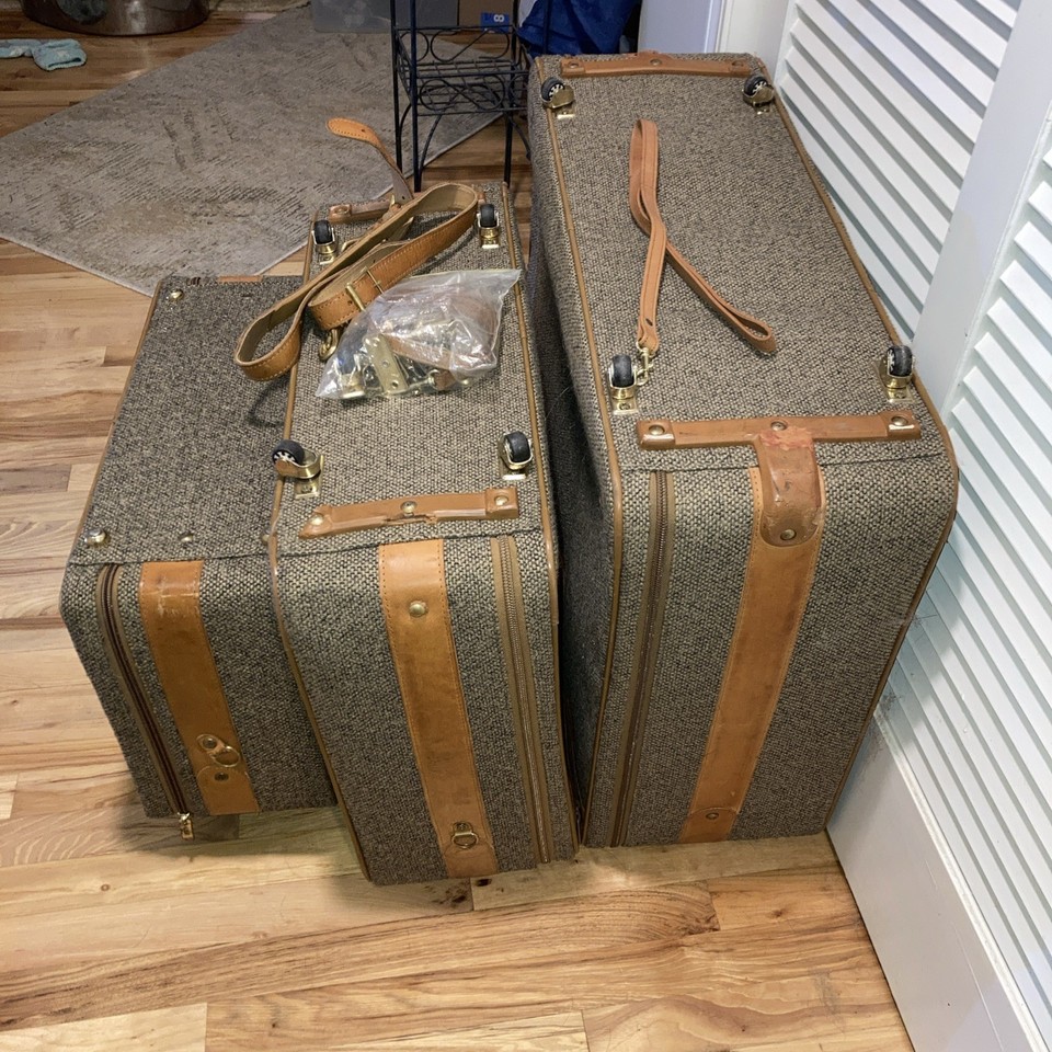 Set of 3 Vintage Hartmann Tweed Rolling 29”, 24" & 21” Tweed Luggage ...