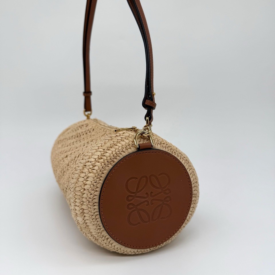 Loewe Anagram Bracelet Pouch Shoulder Bag in Raffia Crochet | eBay UK