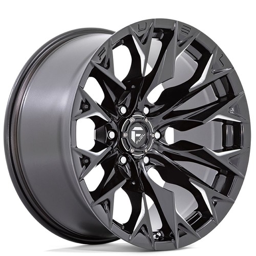22x10" Fuel Wheels D803 Flame 6 Gloss Black Milled Off-Road Rims(5 pcs ...