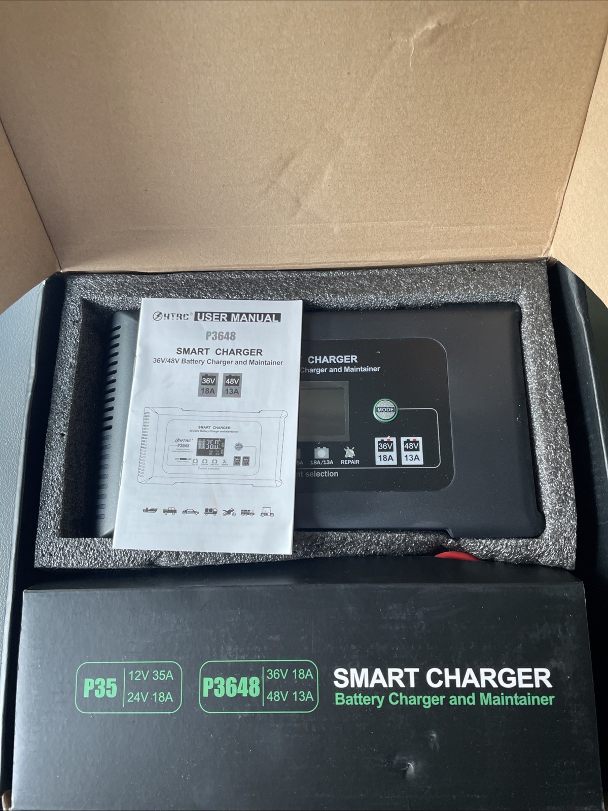 HTRC P3648 Black LCD Display 9 Stage Smart Battery Charger 36V 18A 48V ...