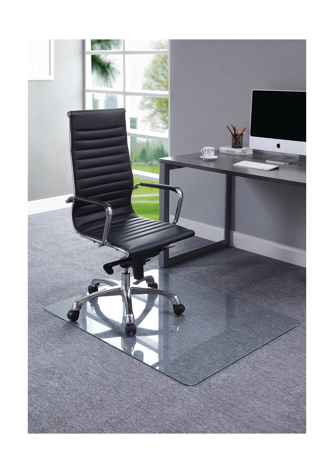 Lorell Tempered Glass Flooring Protection Chair Mats 36" Clear Scratch ...
