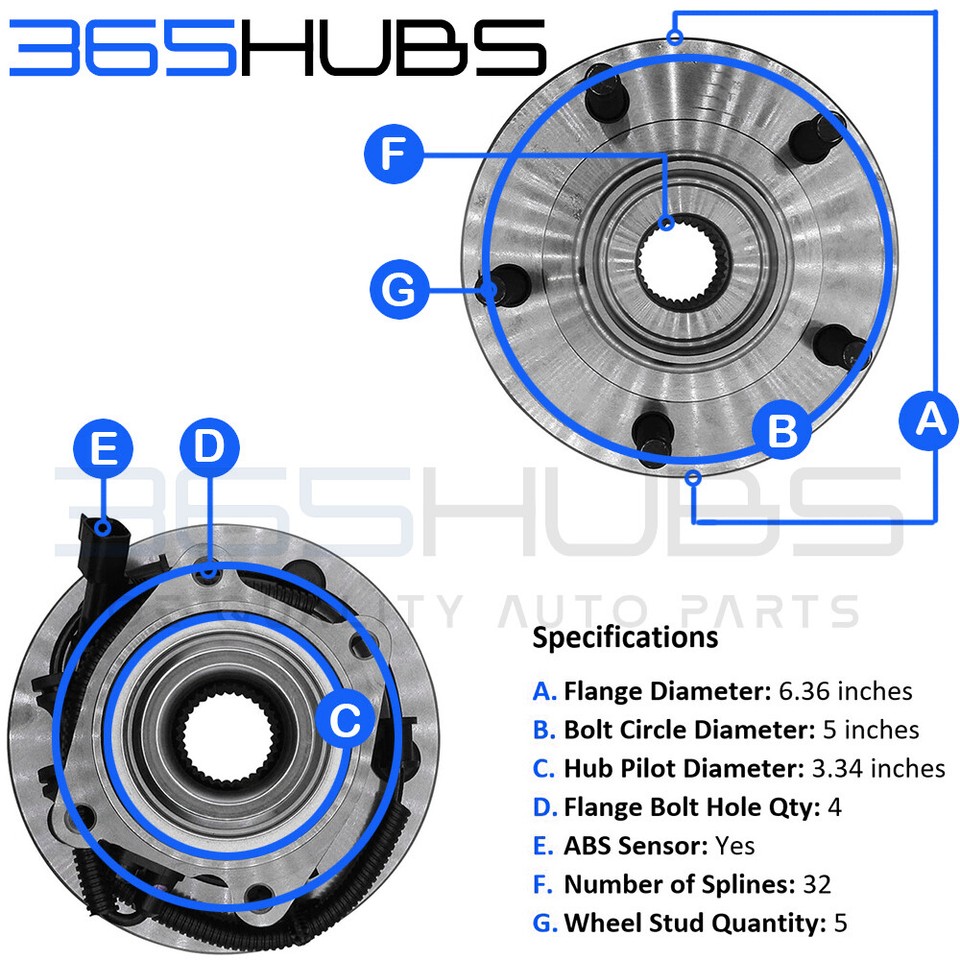 Front Wheel Bearing and Hub Assembly for 2017-2020 Chrysler Pacifica ...