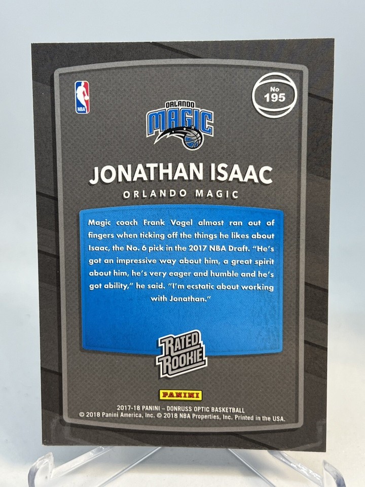 2017-18 Panini Donruss Optic Rated Rookie Jonathan Isaac #195 Rookie RC ...