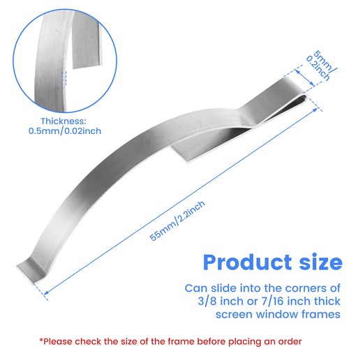 60Pcs Window Screen Spring Clip Set Stainless Steel Flat Window Spring ...