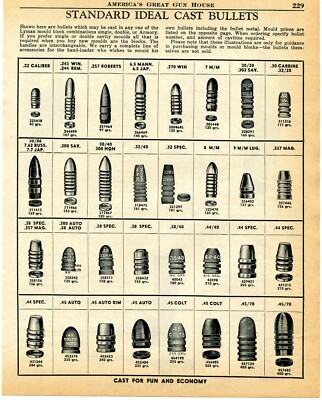 1958 Print Ad of Standard Ideal Bullets Lyman Mould Block Cast Chart ...