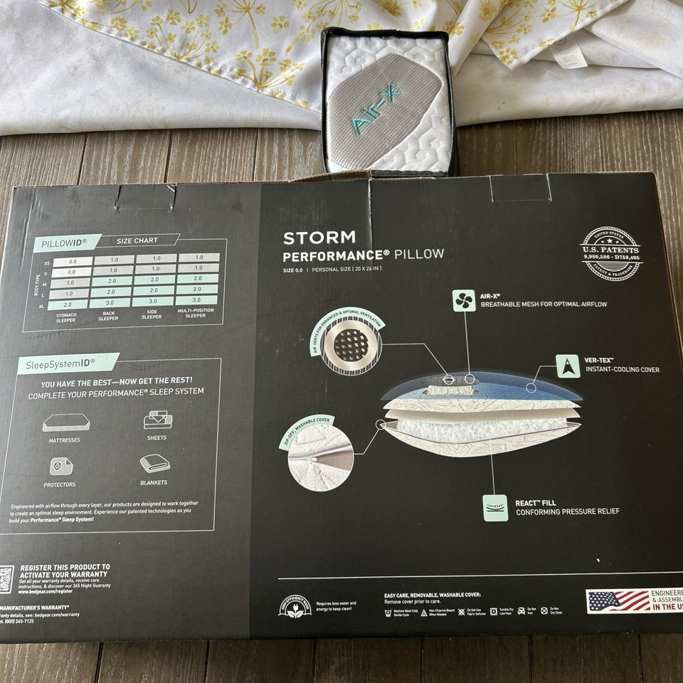 Bed Gear Storm 0.0 Pillow New with new pillow protect protector | eBay