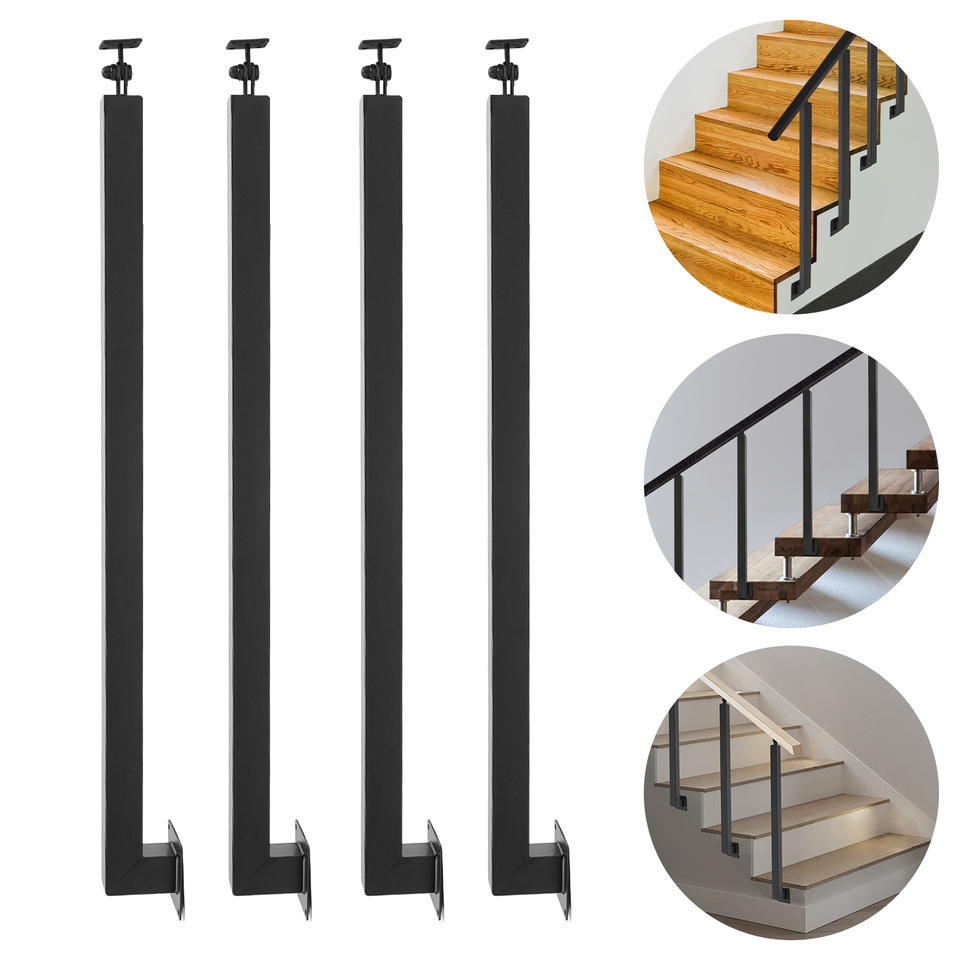 4Pcs Stair Baluster Posts Stairs Decorative Railing Square Metal Stair ...