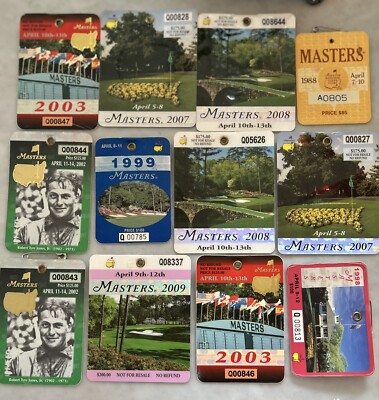 LOT of 12 masters badge augusta national… actual badges shown in photo ...