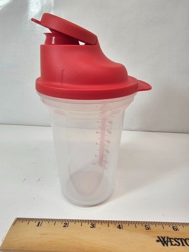 Tupperware New 12 oz All In One EZ Shaker Chili Red / Sheer Quick Shake ...