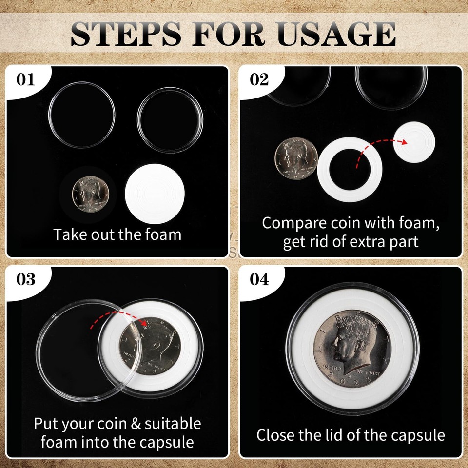 63PCS Silver Dollar Coin Holder, Coin Holders for Collectors, Plastic ...