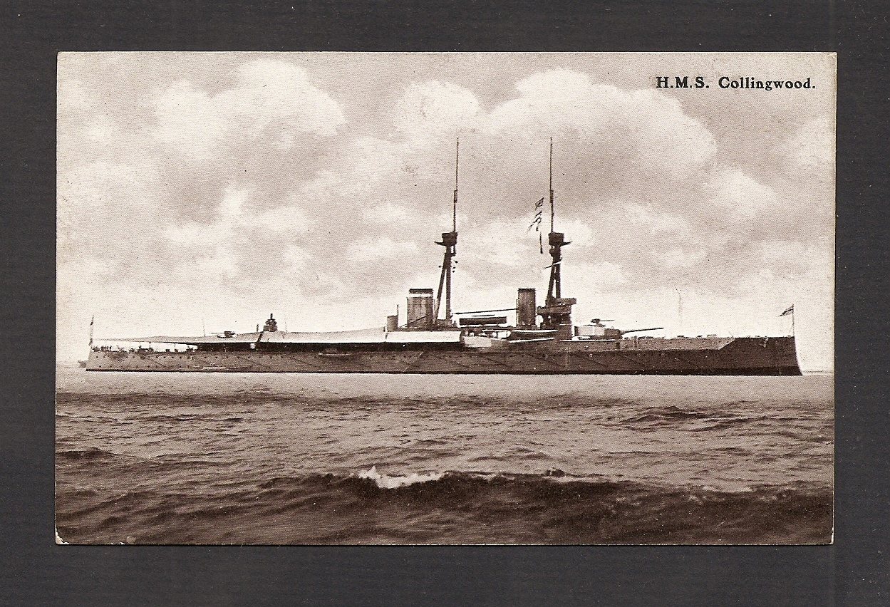 POSTCARD: H.M.S. COLLINGWOOD - BRITISH ROYAL NAVY BATTLESHIP - WORLD ...