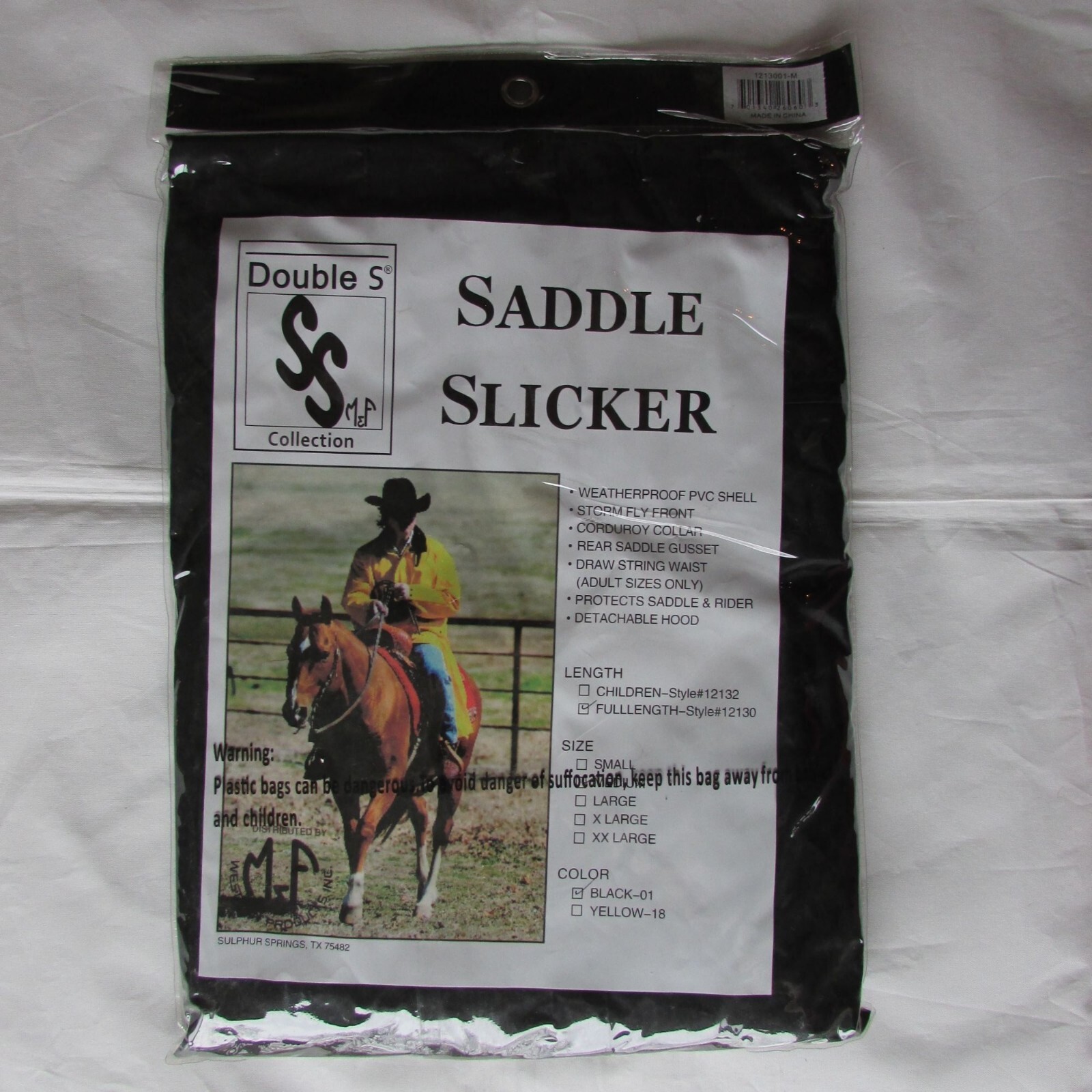 Double S M&F Western Saddle Slicker Rain Coat Poncho - Black | eBay