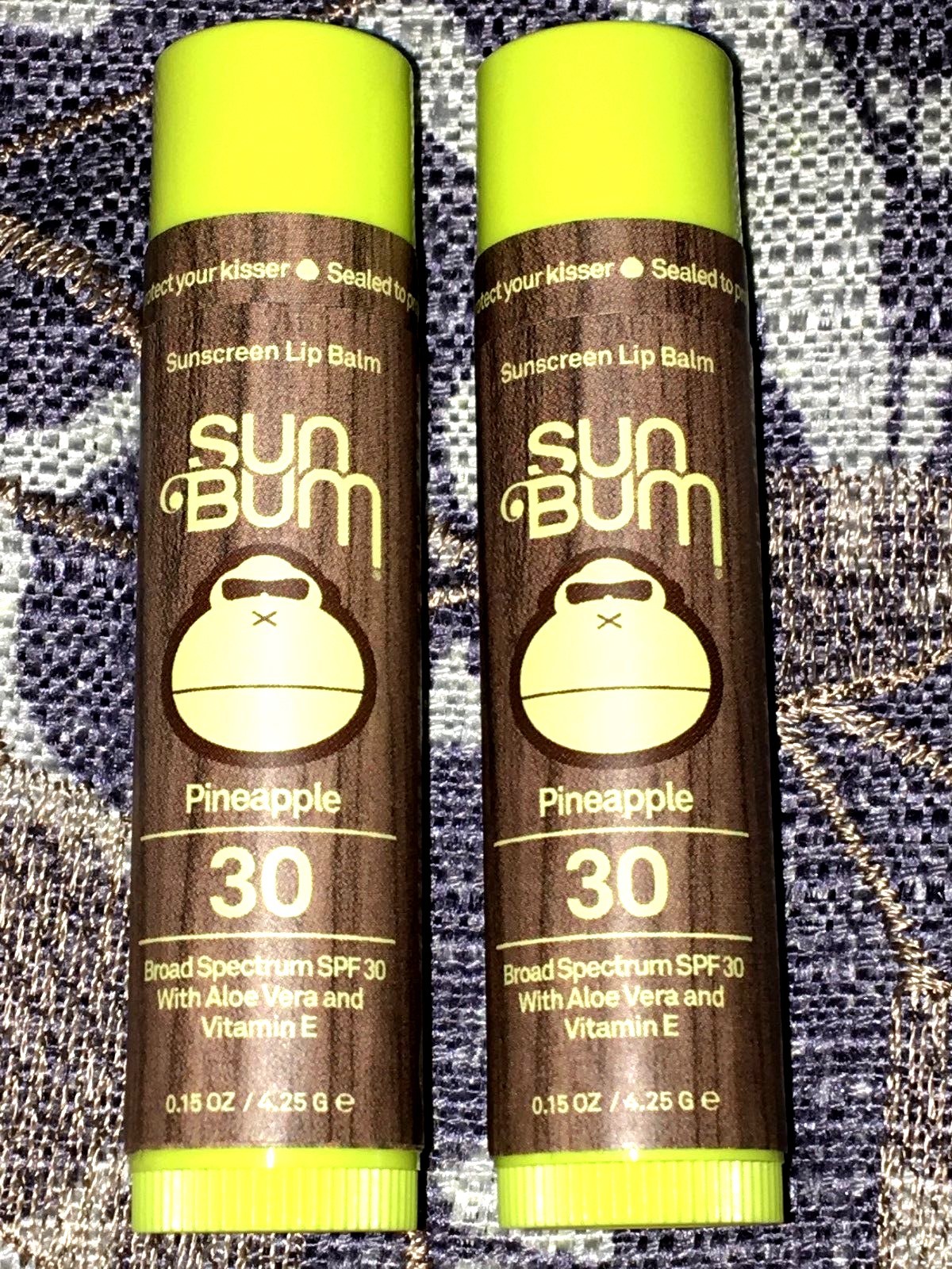 SUN BUM Set of 2 PINEAPPLE LIP BALM Sun Protection SPF 30 Full Sz ...