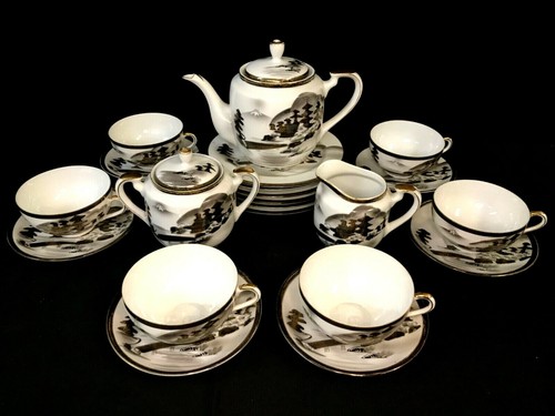 Vintage Japanese Hayasi Kutani Lithophane Fine China Tea Set- Geisha ...