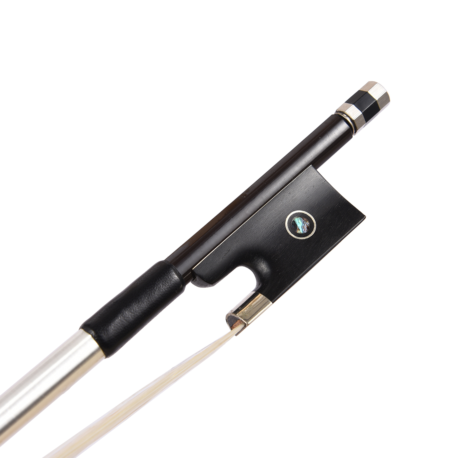 4/4 Violin Fiddle Bow Carbon Fiber Round Stick Ebony White Horsehair ...