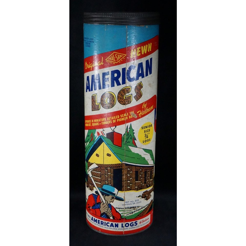 Original Hewn American Logs Building Toy Set 805 Senior Size 3/4" Logs ...