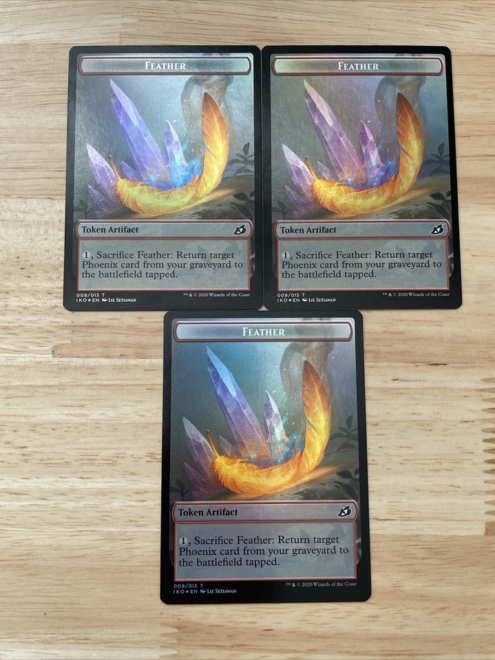 3x x3 MTG Human Soldier / Feather Token IKO FOIL 005/013 & 009/013 NM/M ...
