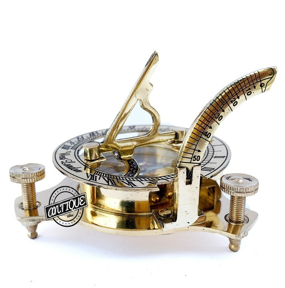 3" - Marine Magnetic Device Nautical Brass Pocket Sundial Compass ...