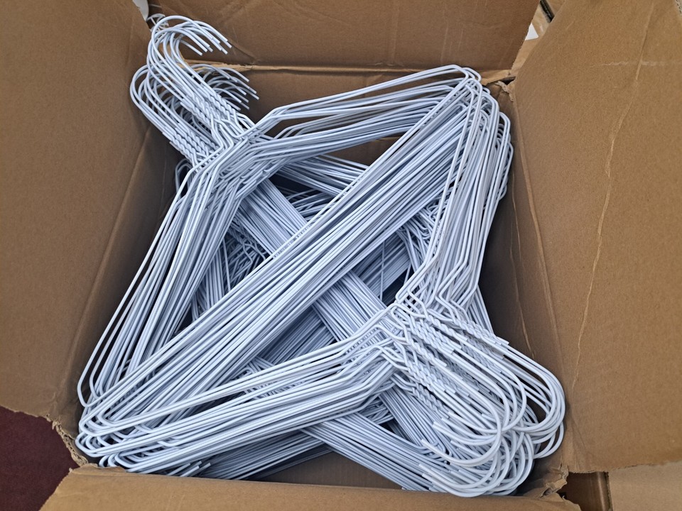 White Metal Wire Plain Hangers Clothes Coat Hanger 40cm 16"/13gauge ...