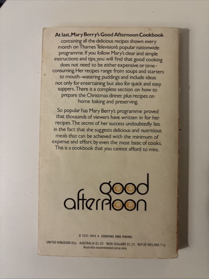 Mary Berry’s Good Afternoon Cookbook 1976 Paperback Book Vintage ...