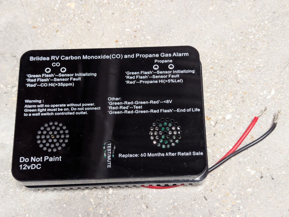 RV Carbon Monoxide & Propane Gas Alarm, Briidea Dual LP/CO Detector ...