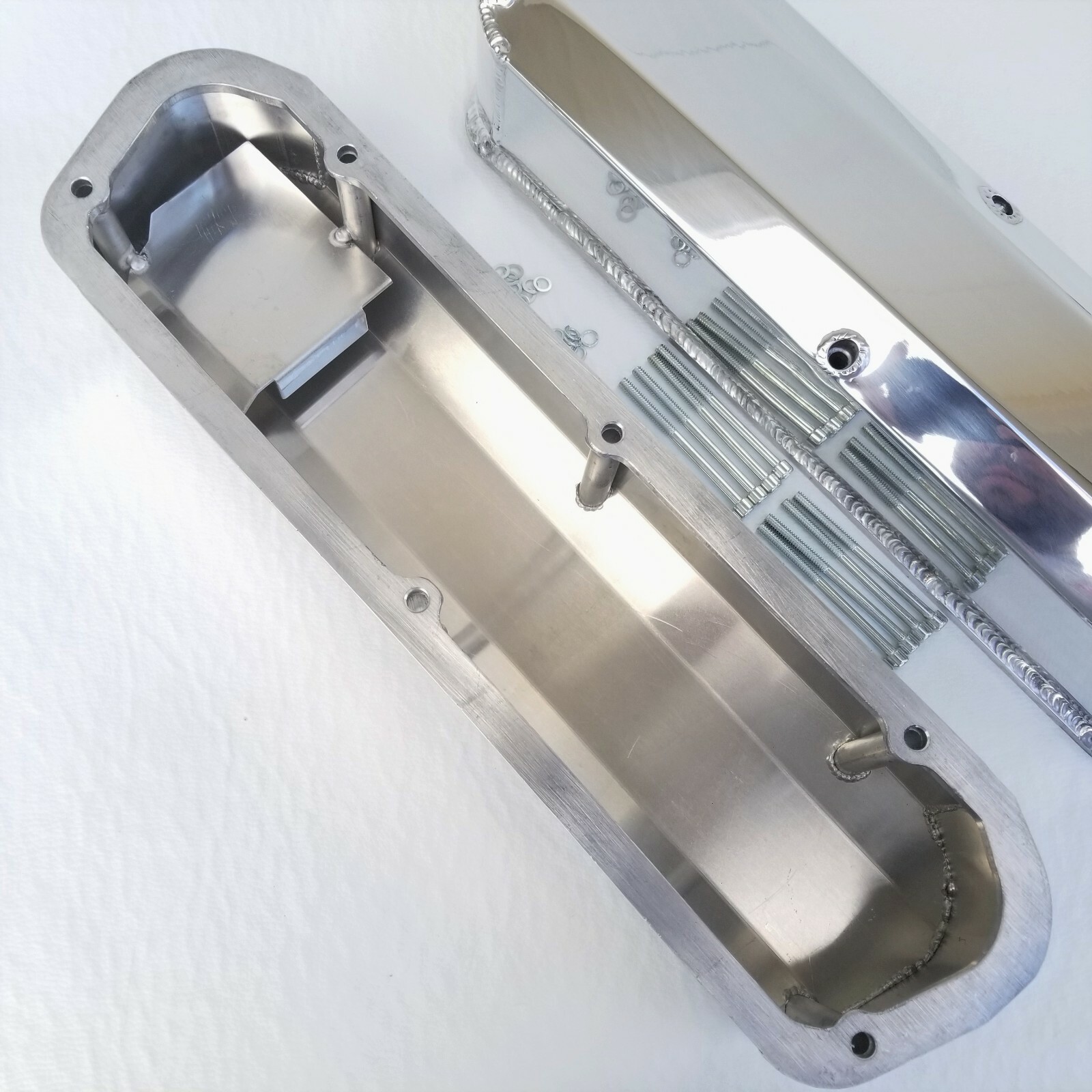 Small Block Ford Polished Fabricated Aluminum Valve Covers 5.0 289 302 ...