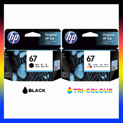 2 x Genuine HP67 Ink Cartridges BLACK+COLOUR for hp Envy 6020 Pro 6420 ...