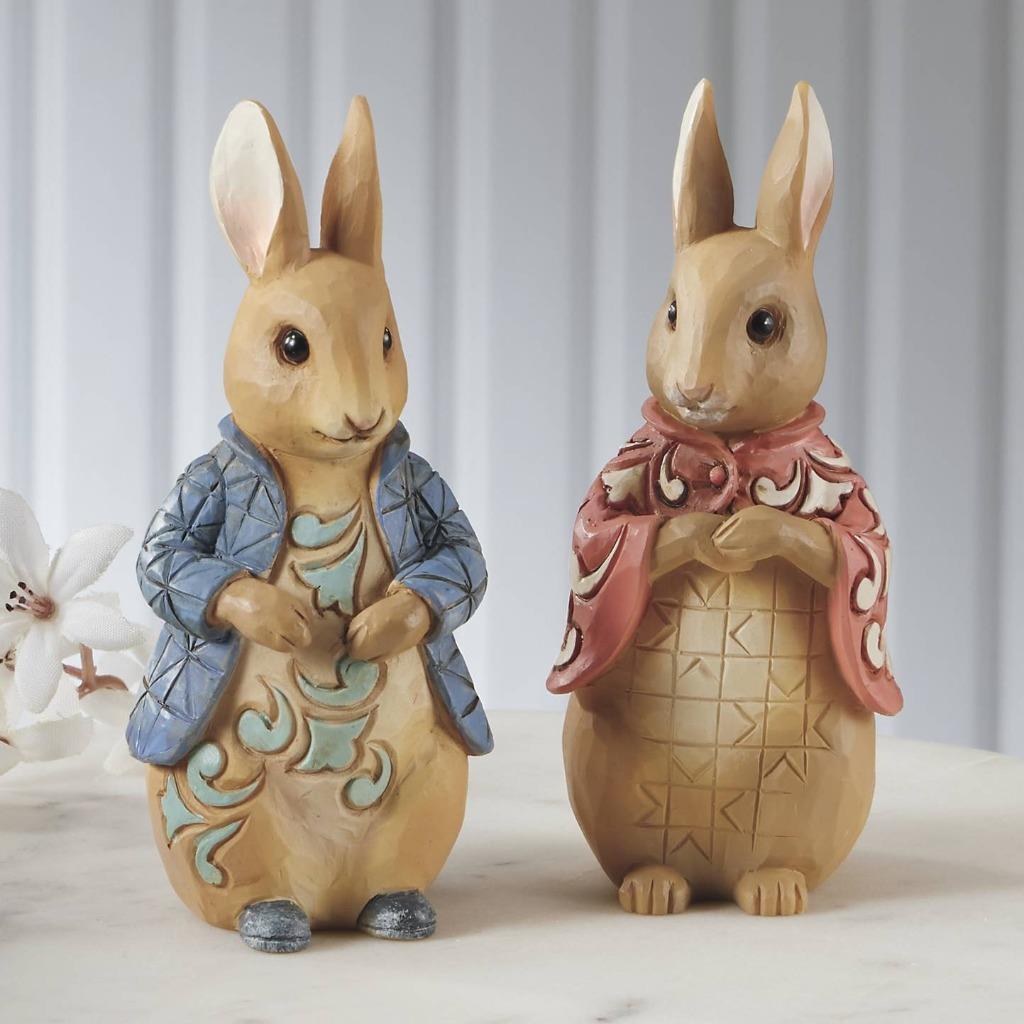 Set of 2 Easter & Spring Peter Rabbit and Flopsy Rabbit Stone Resin 4 ...