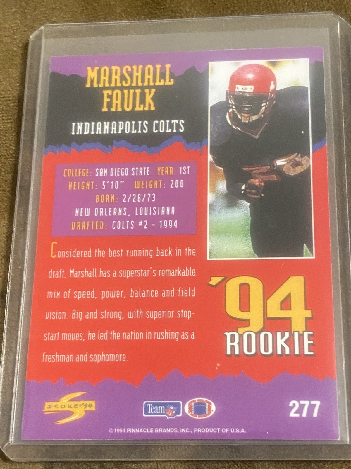 1994 Score “ ‘94 Rookie” Marshall Faulk #277 | eBay