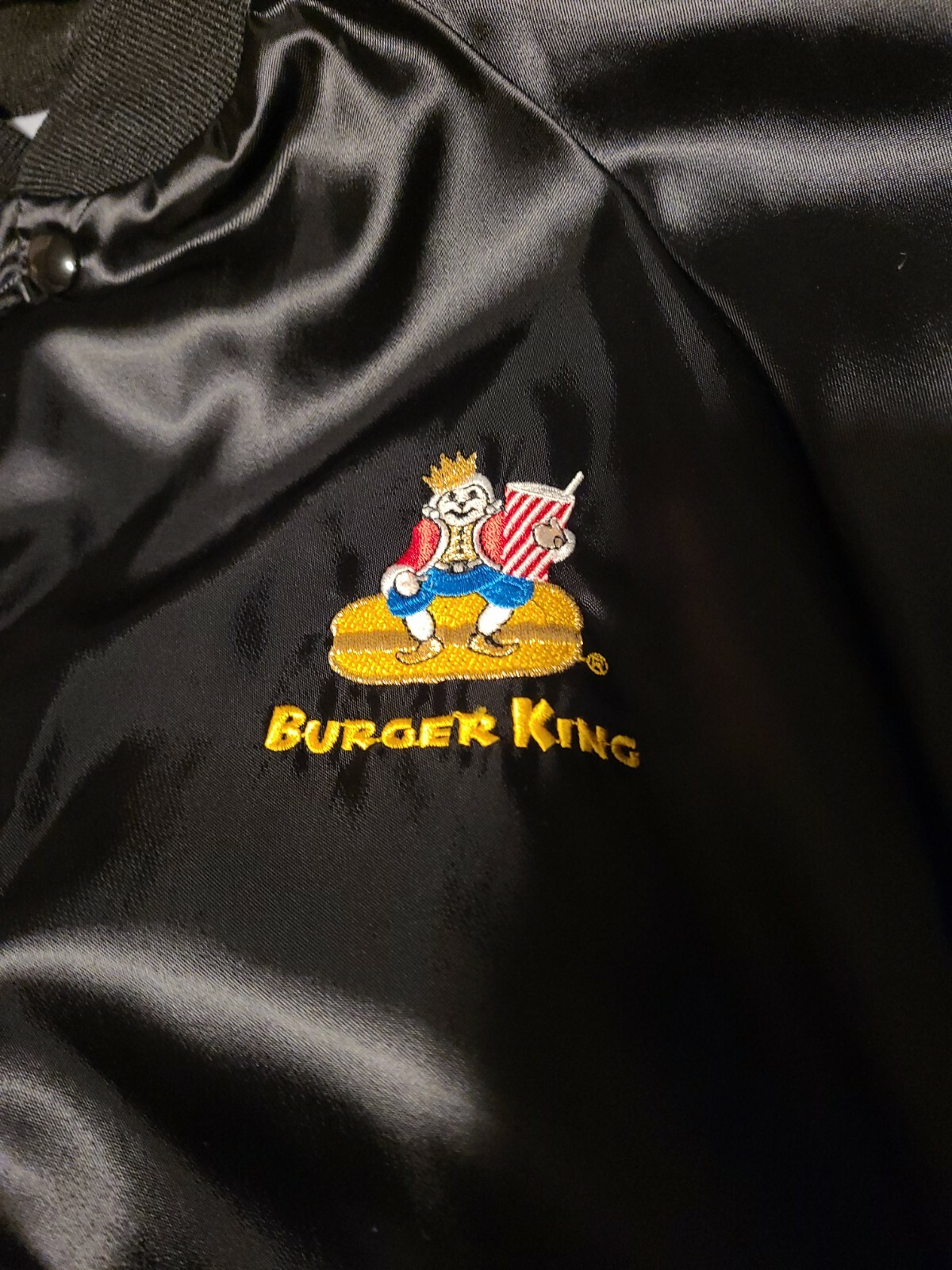 burger king jacket satin dunbrooke black vintage larg… - Gem