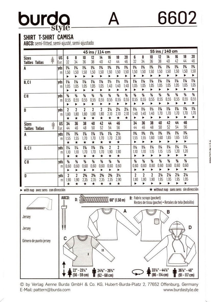 Burda Sewing Pattern 6602 Burda Young Tee Tshirt Shirt Hoodie Mens ...