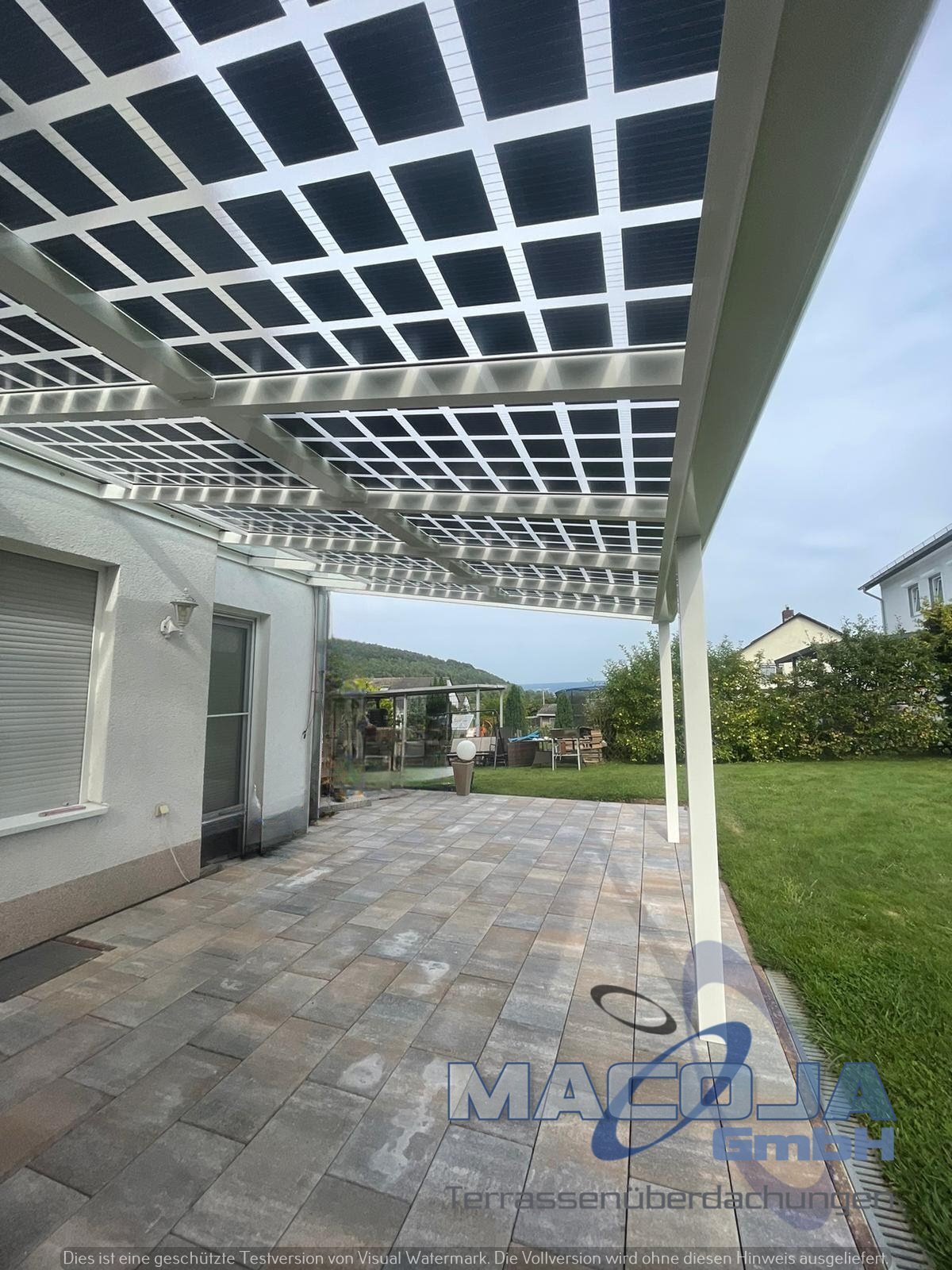 Solar Terrassendach Alu PV-Dach Carport Alu, 3 m breit, Solarmodule 240 ...