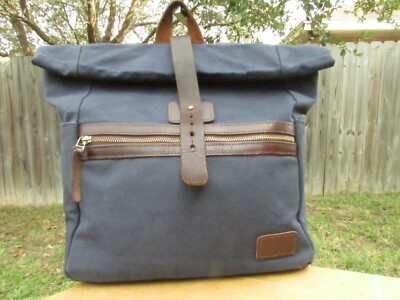 Esperos Soho Rolltop Blue Canvas Men's Backpack Laptop Sleeve With top ...