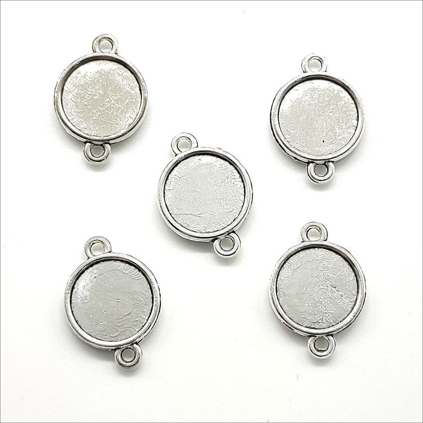 60X double-sided Cabochon base Setting 12mm Inner Size Connector Charms ...